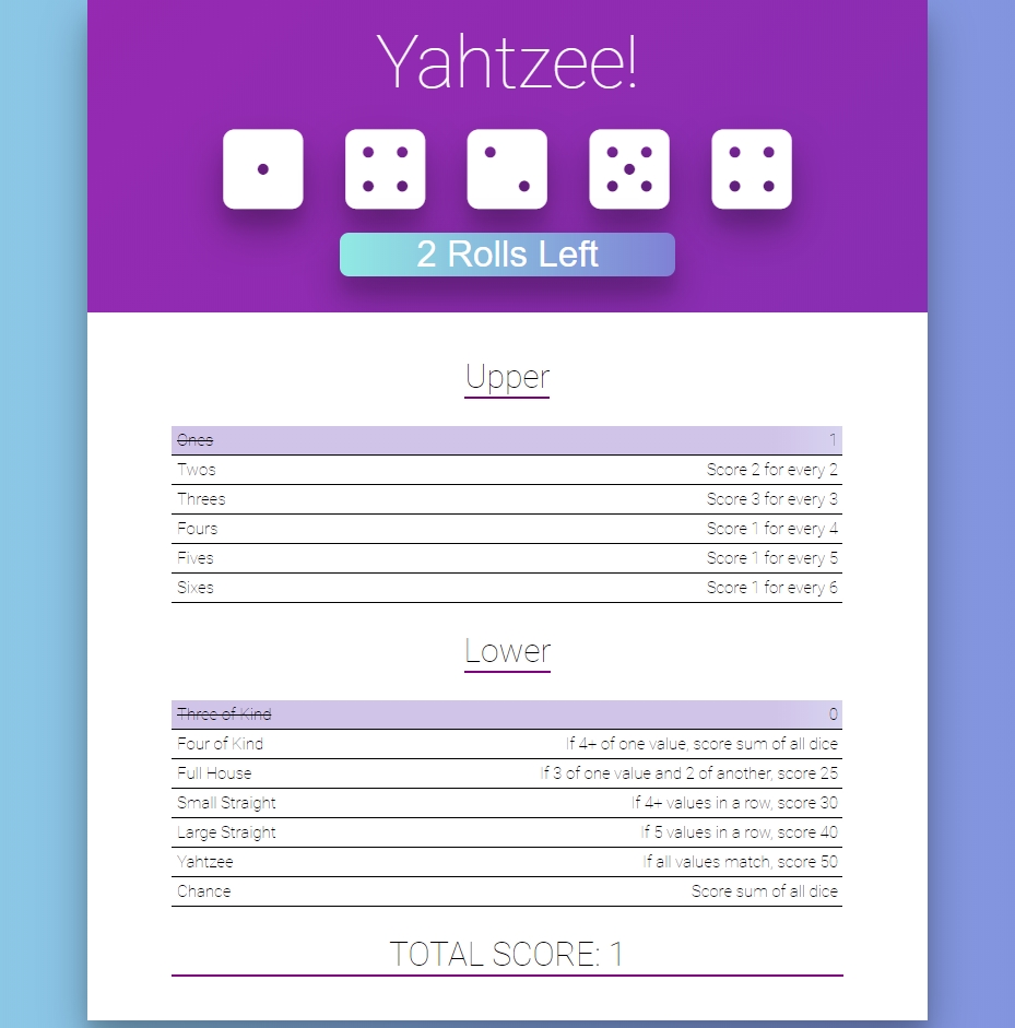 GitHub - rusakovic/yahtzee