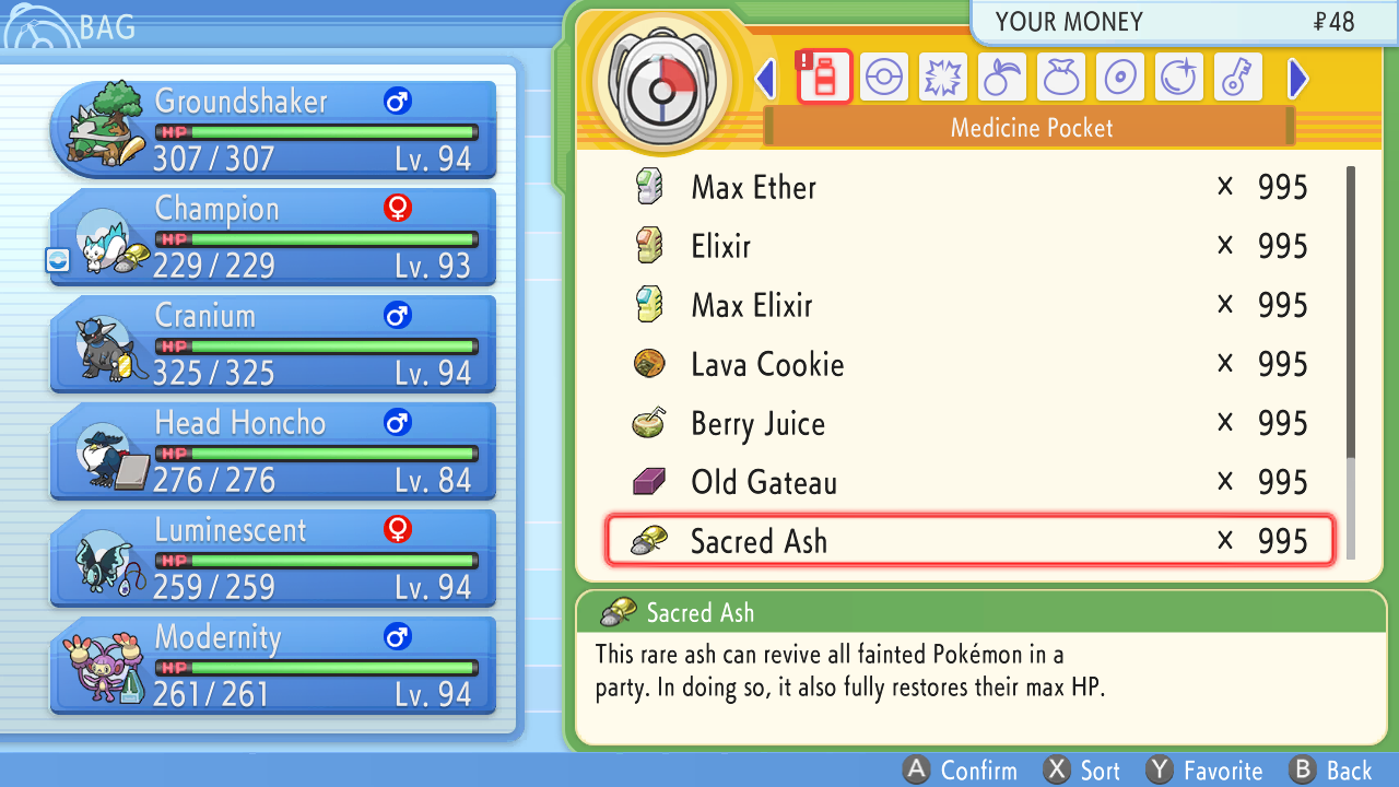 (BDSP) (None) Loaded as an unusable item in game, cannot remove it via save editing healing ...