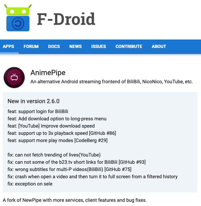 Github releases not updated on F-Droid and IzzyOnDroid · Issue #102 · InfinityLoop1308/PipePipe ...