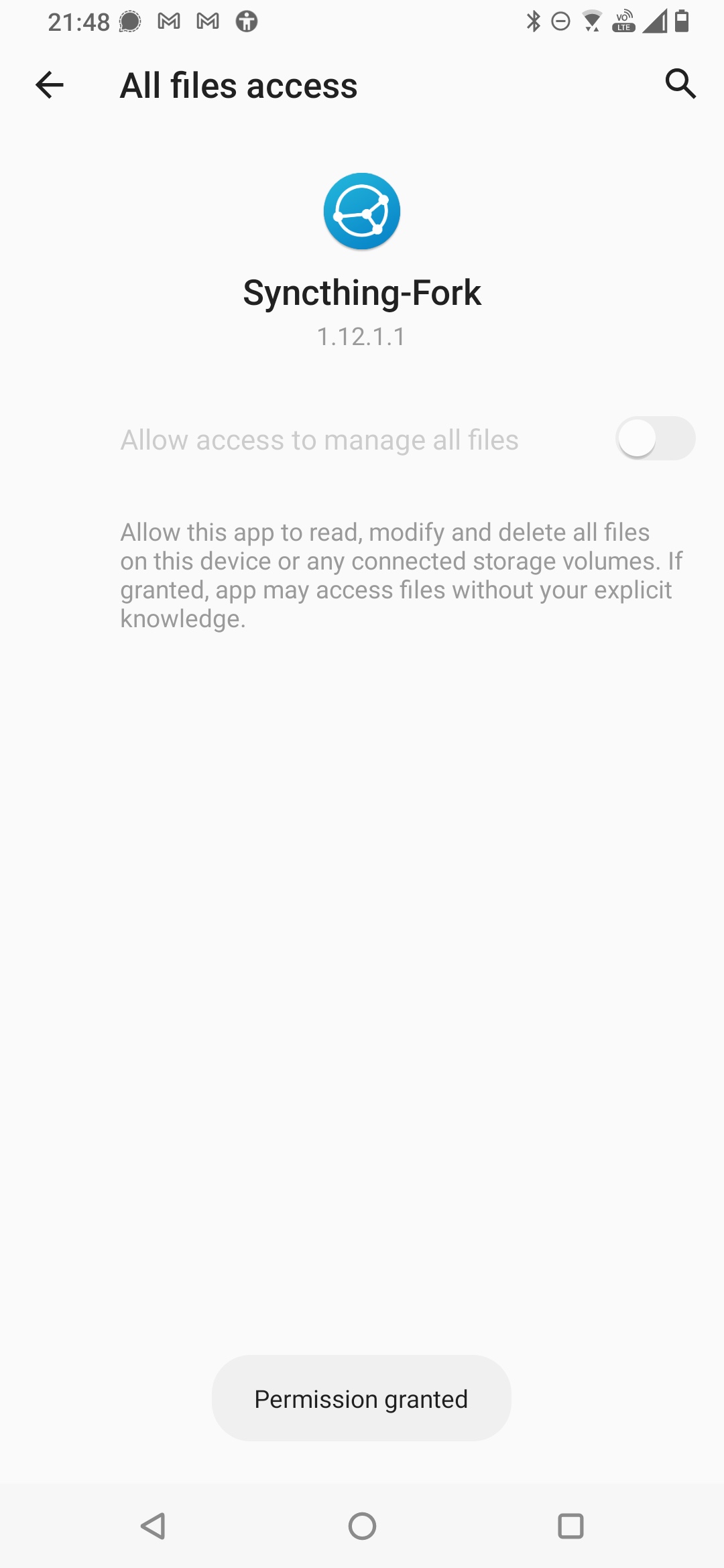 Unable to grant write permissions after upgrade to Android 11 · Issue #7320 · syncthing ...