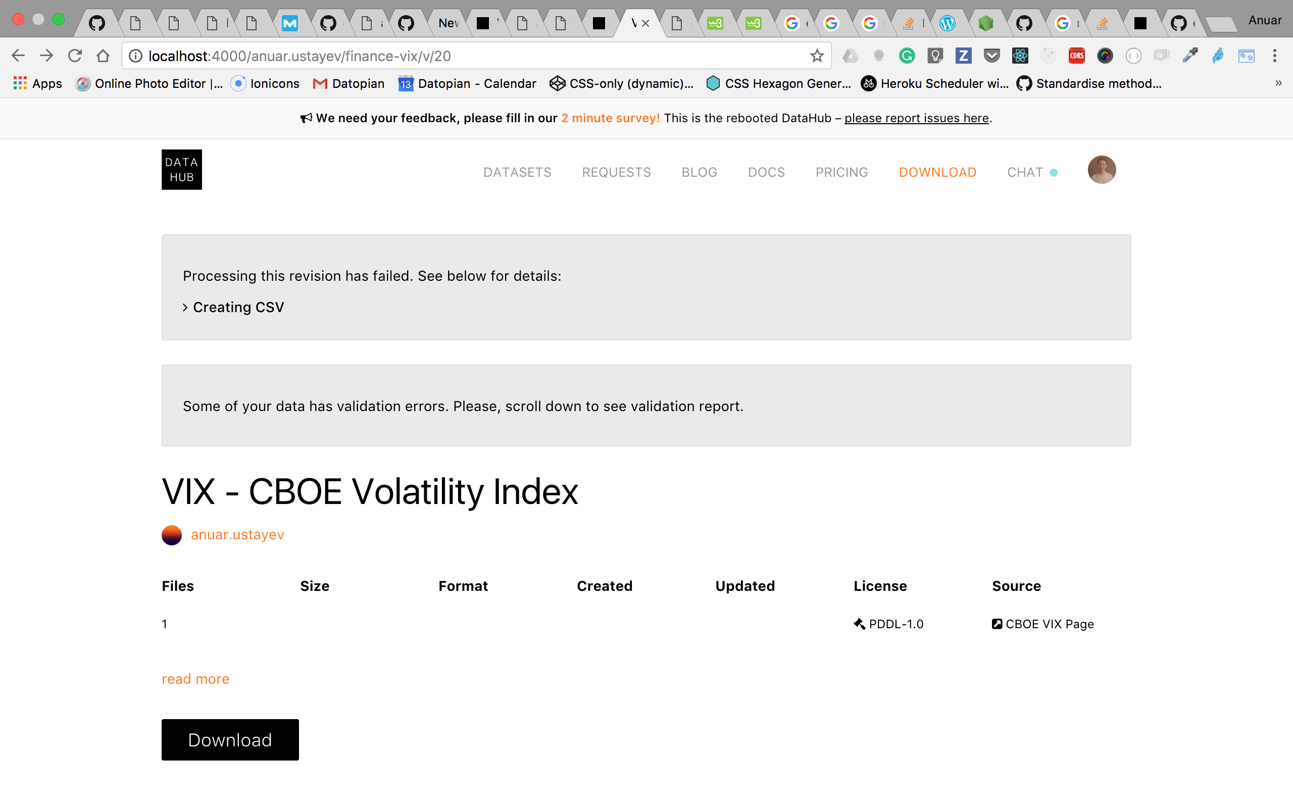 Show Validation Errors For A Resource · Issue 145 · Datahub V2frontend · Github