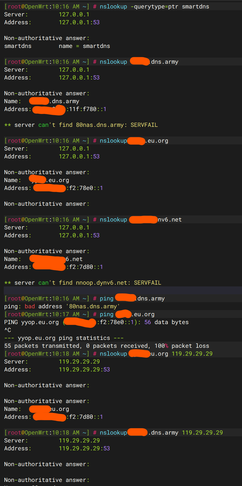 大佬们好，开启smartdns后无法访问搭建的ddns地址 · Issue #1159 · pymumu/smartdns · GitHub