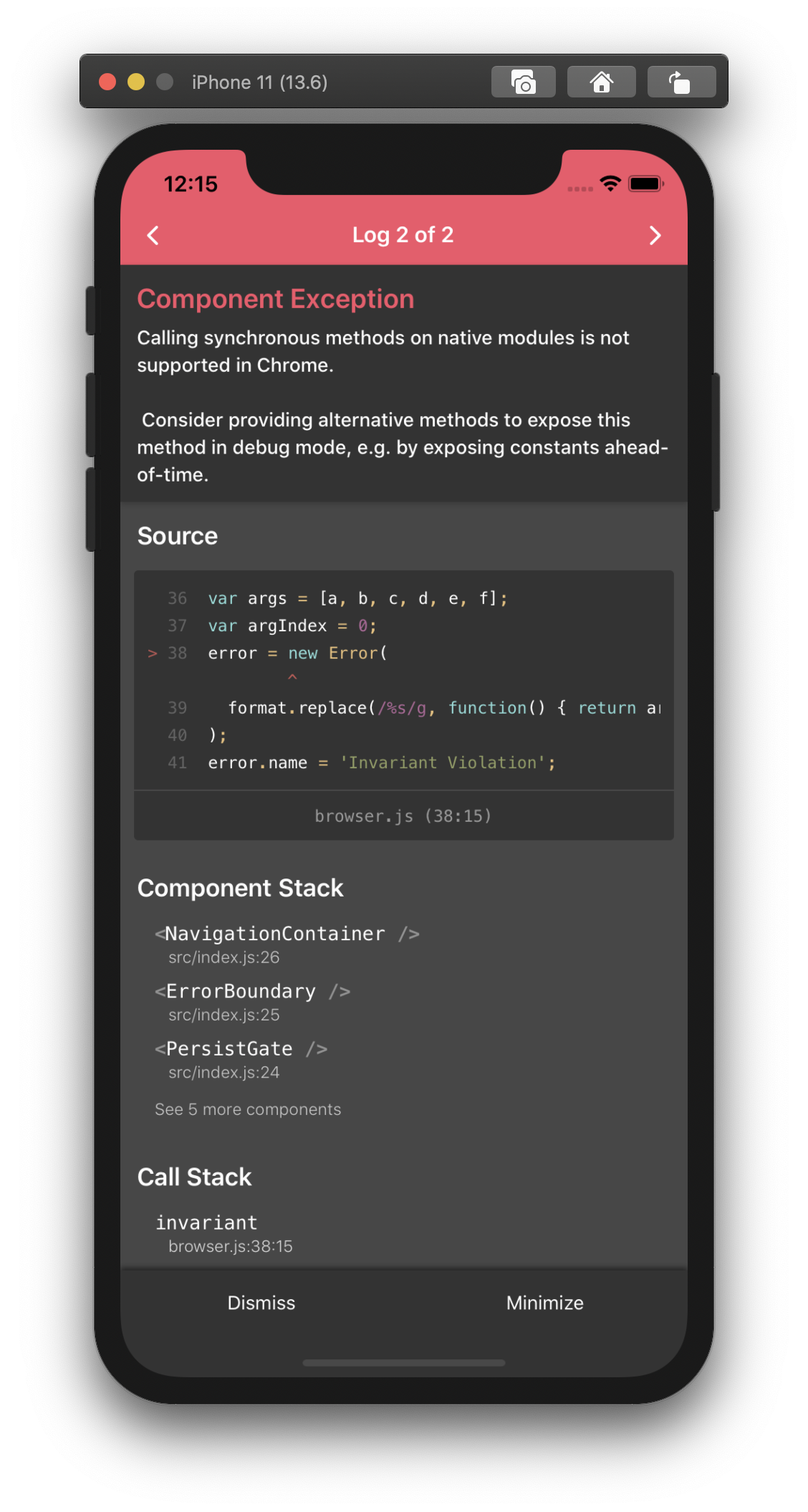 Chrome Debugger Crashes On Datetimepickermodal Rendering Calling Synchronous Methods On