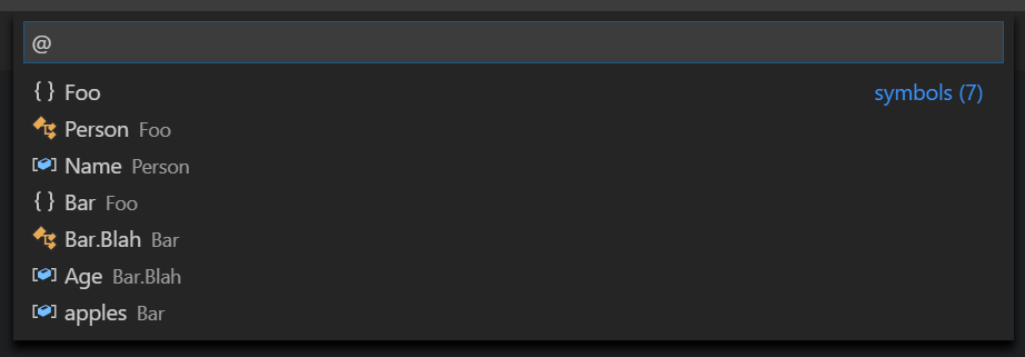 Go To Symbol in File does not show all symbols