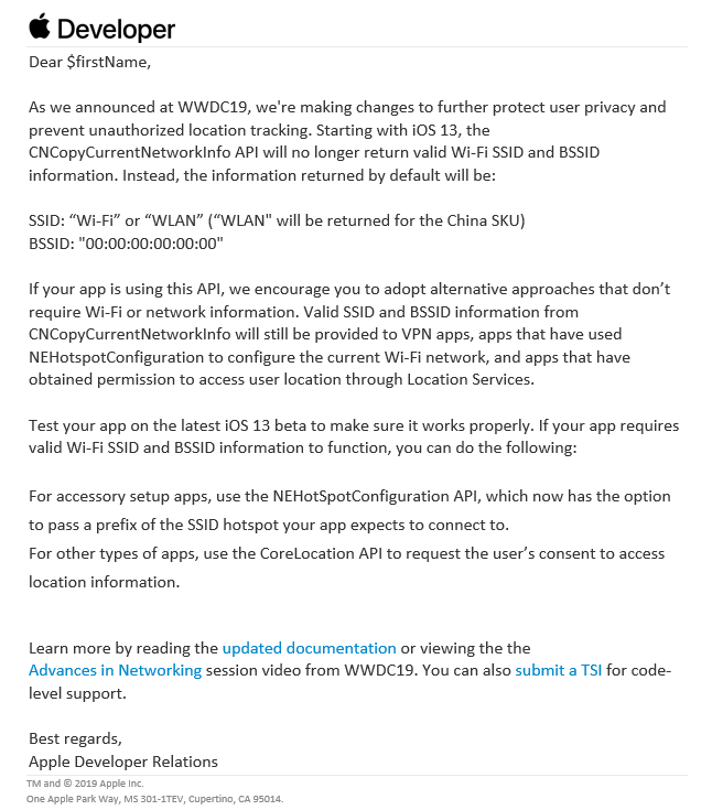 [connectivity] iOS 13, add location authorization request to enable getWifiName and getWifiBSSID ...