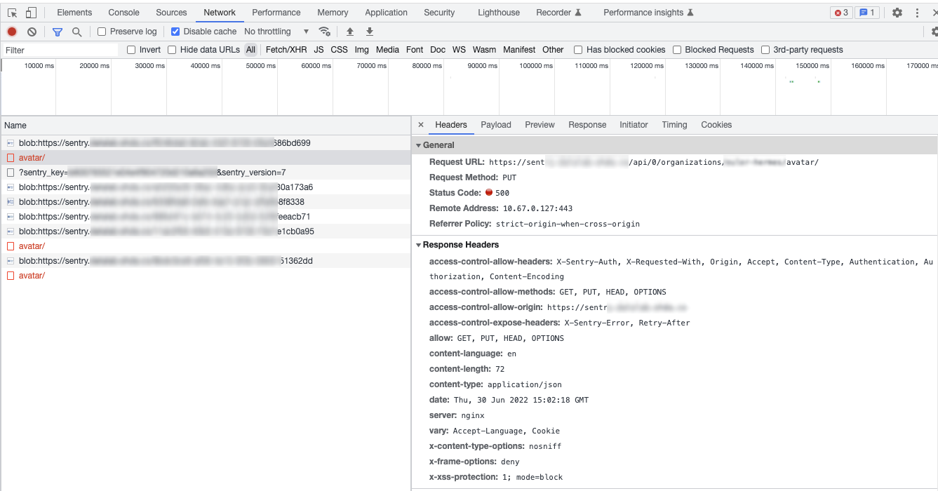 Error 500 when uploading new organization avatar · Issue #1565 · getsentry/self-hosted · GitHub
