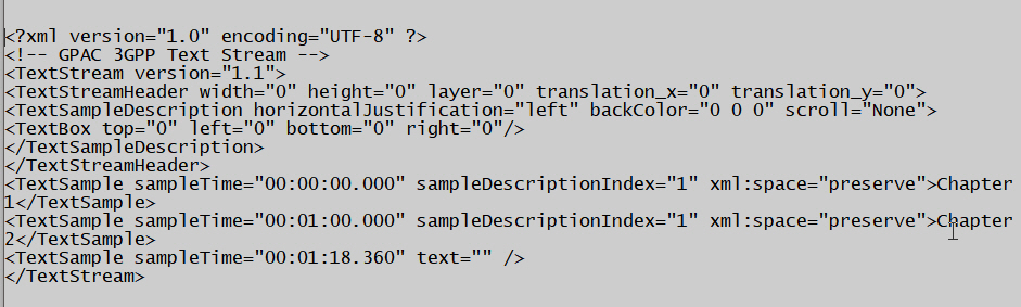 mp4box -dump-chap and -dump-chap-ogg give the exact same ouput ! · Issue #1584 · gpac/gpac · GitHub
