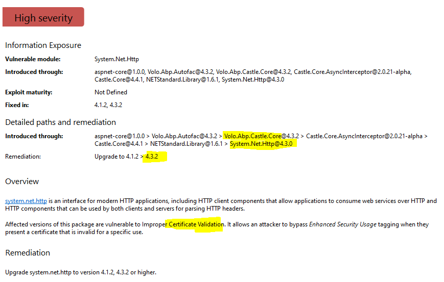High Severity : Vulnerabilities : System.NET.Http 4.3.0 · Issue #9681 ...