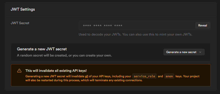 Make JWT signing secret readily available · Issue #468 · supabase/cli · GitHub