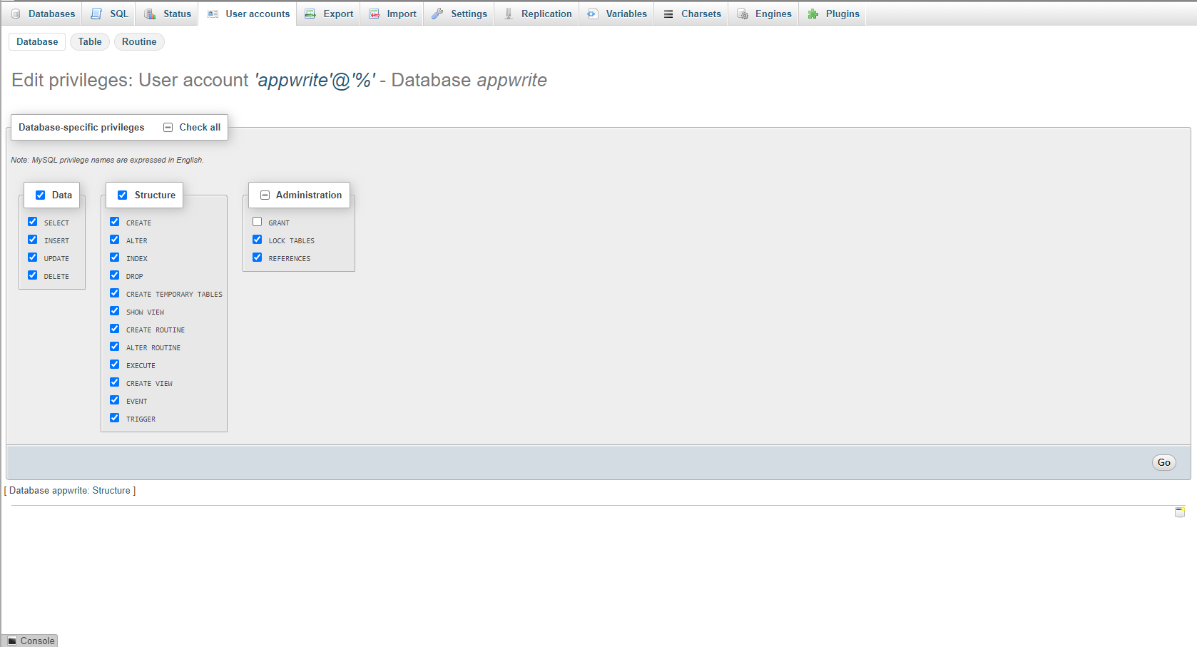 🐛 Bug Report: Appwrite dumps when creating metadata table after fresh install · Issue #3095 ...