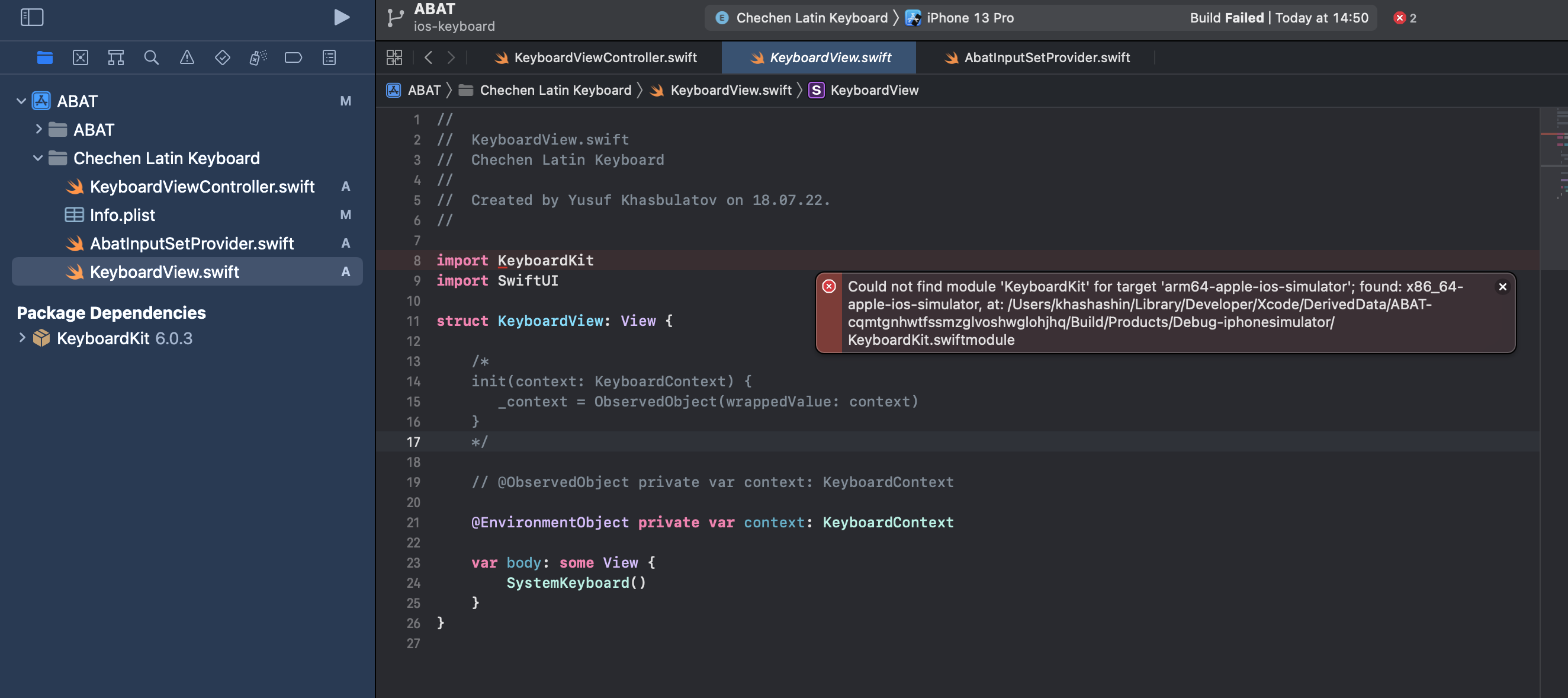 Keyboard Does Not Appear · Issue 446 · Keyboardkit Keyboardkit · Github