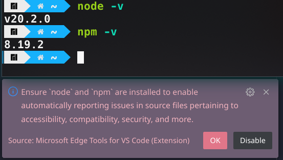 Edge tools for vs code || node and npm · Issue #1145 · microsoft/vscode-edge-devtools · GitHub