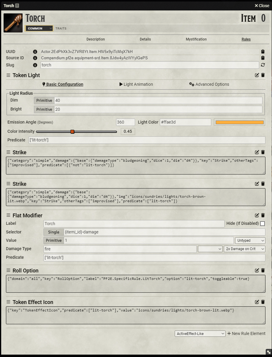PF2E - Move item to "held" state, help handle toggle "Torch is Lit" · Issue #67 · League-of ...