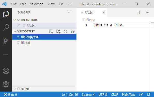 When the user creates a copy of a file, the copy is selected but no tab ...