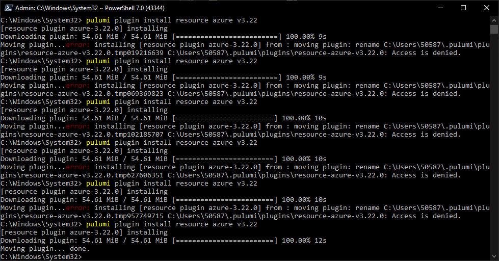 Installing a version of plugin sometimes fails on Windows · Issue #2695 · pulumi/pulumi · GitHub