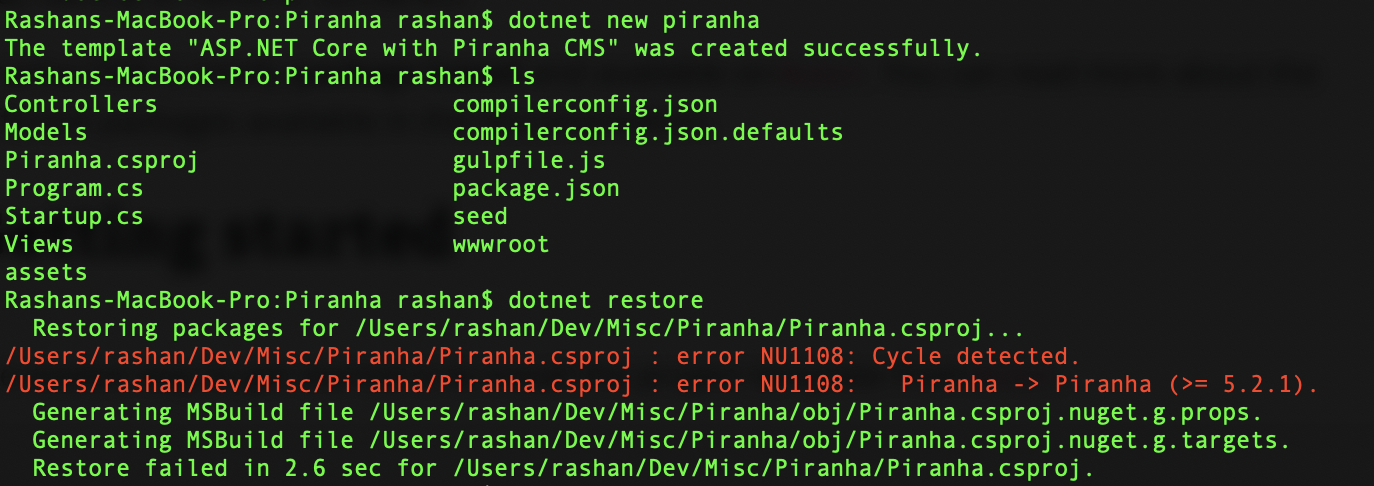 Restore packages failed on site created from piranha project template · Issue #426 · PiranhaCMS ...