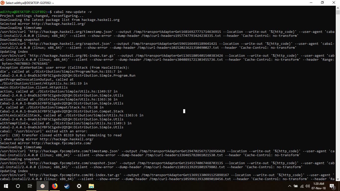 cabal new-update fails to download the package list · Issue #5669 · haskell/cabal · GitHub