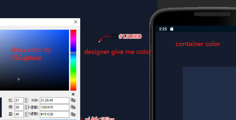 the color detected by FSCapture doesn't match the specified RGB value ...