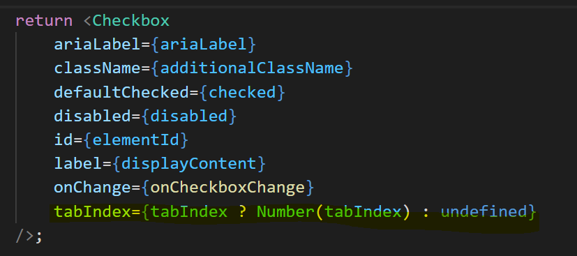 Checkbox Passed Tabindex Property Is Not Being Added To Element · Issue 13722 · Microsoft