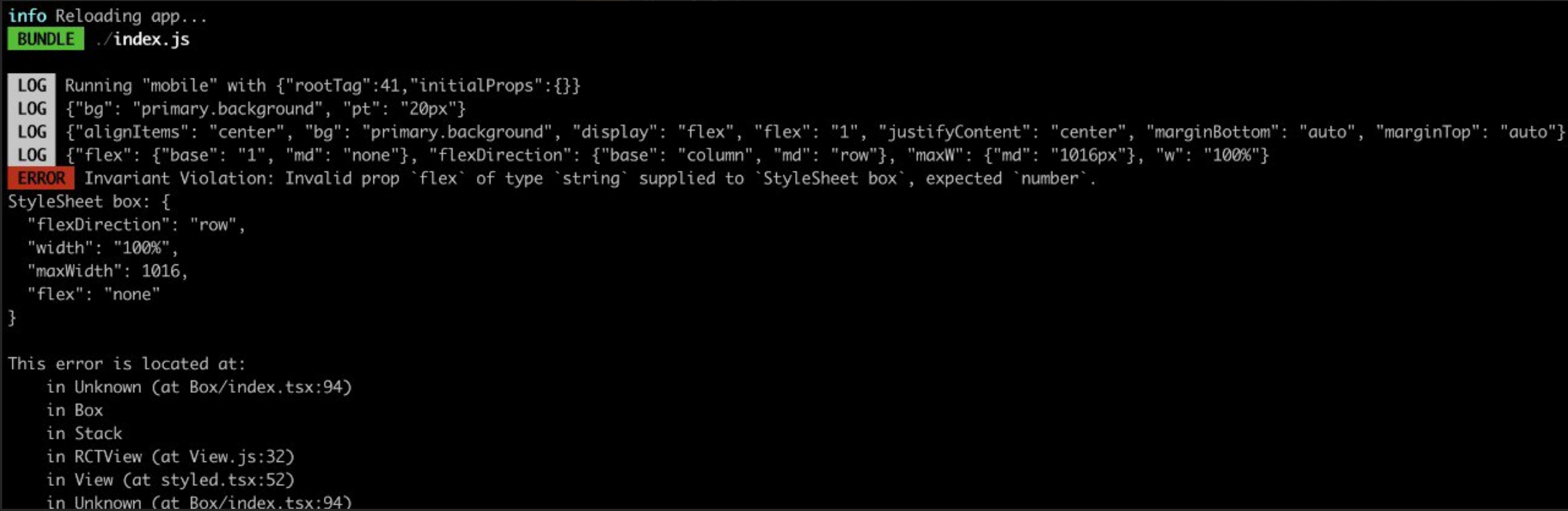 [FIX] Invalid prop flex of type string supplied to StyleSheet box, ex ...