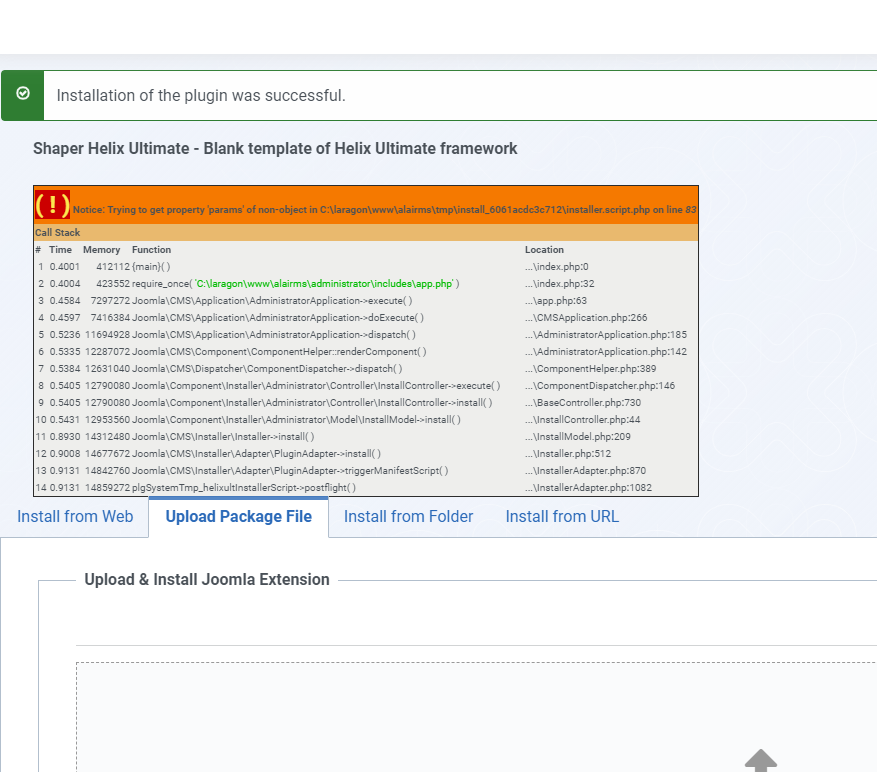 Install Error (J4.beta7 - helix 2 alpha 2 · Issue #131 · JoomShaper/helix-ultimate · GitHub