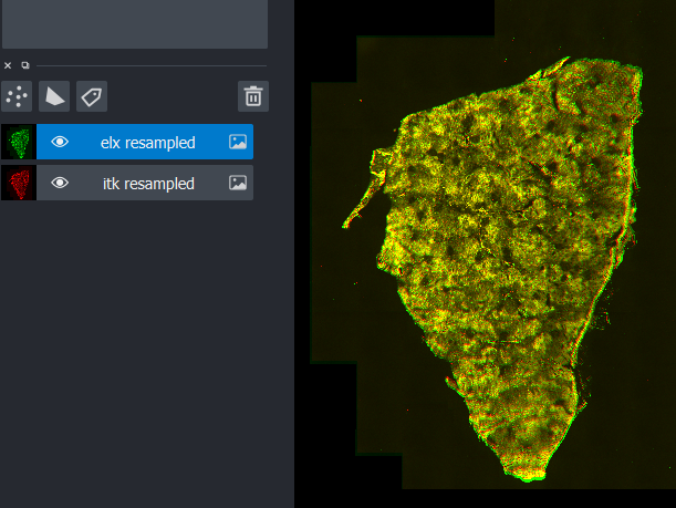 elastix resampled image from transformix and ItkTransform resampled image produce different ...