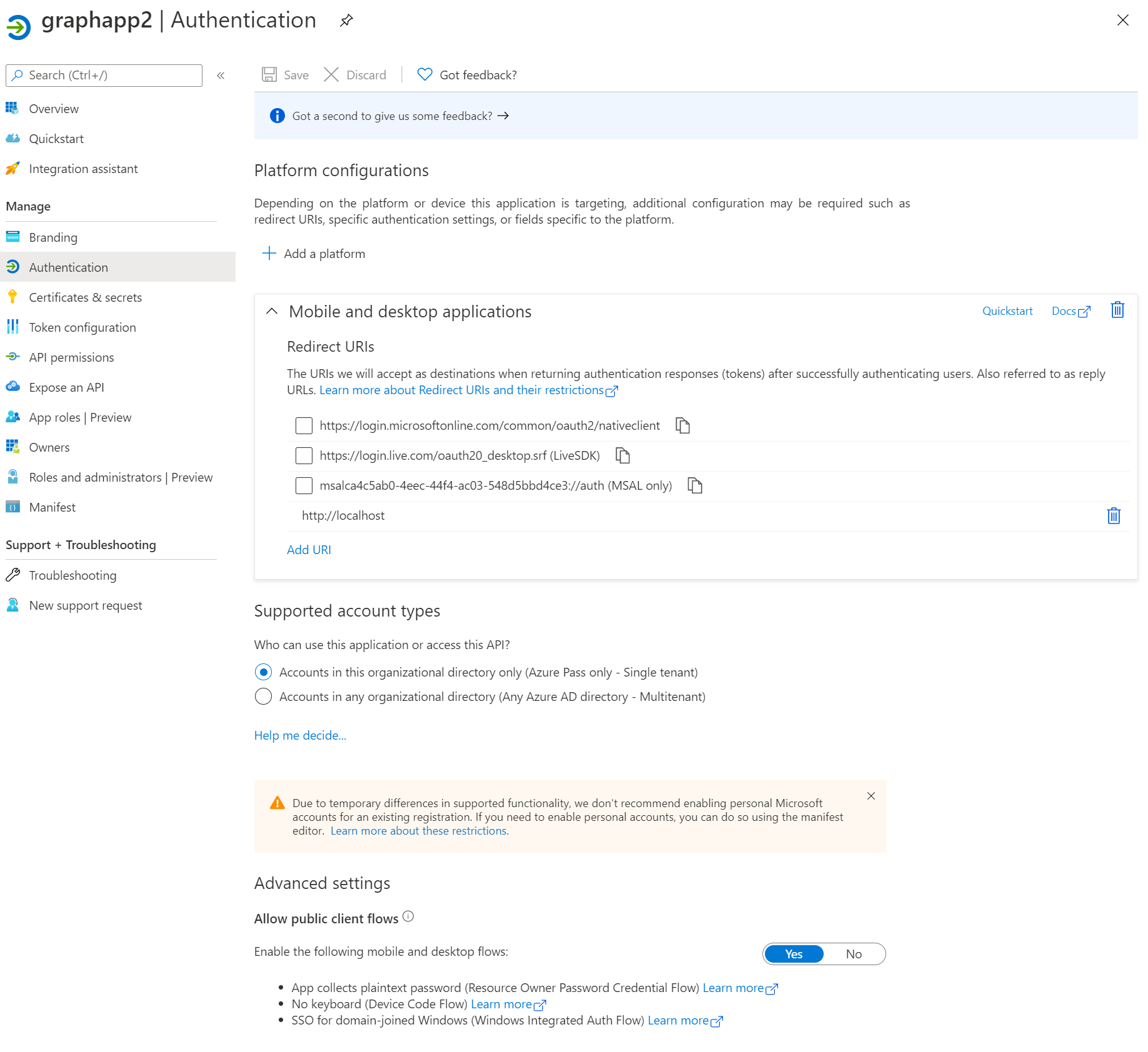 App Registration -> Authentication - "Default client type" option re-worded · Issue #138 ...