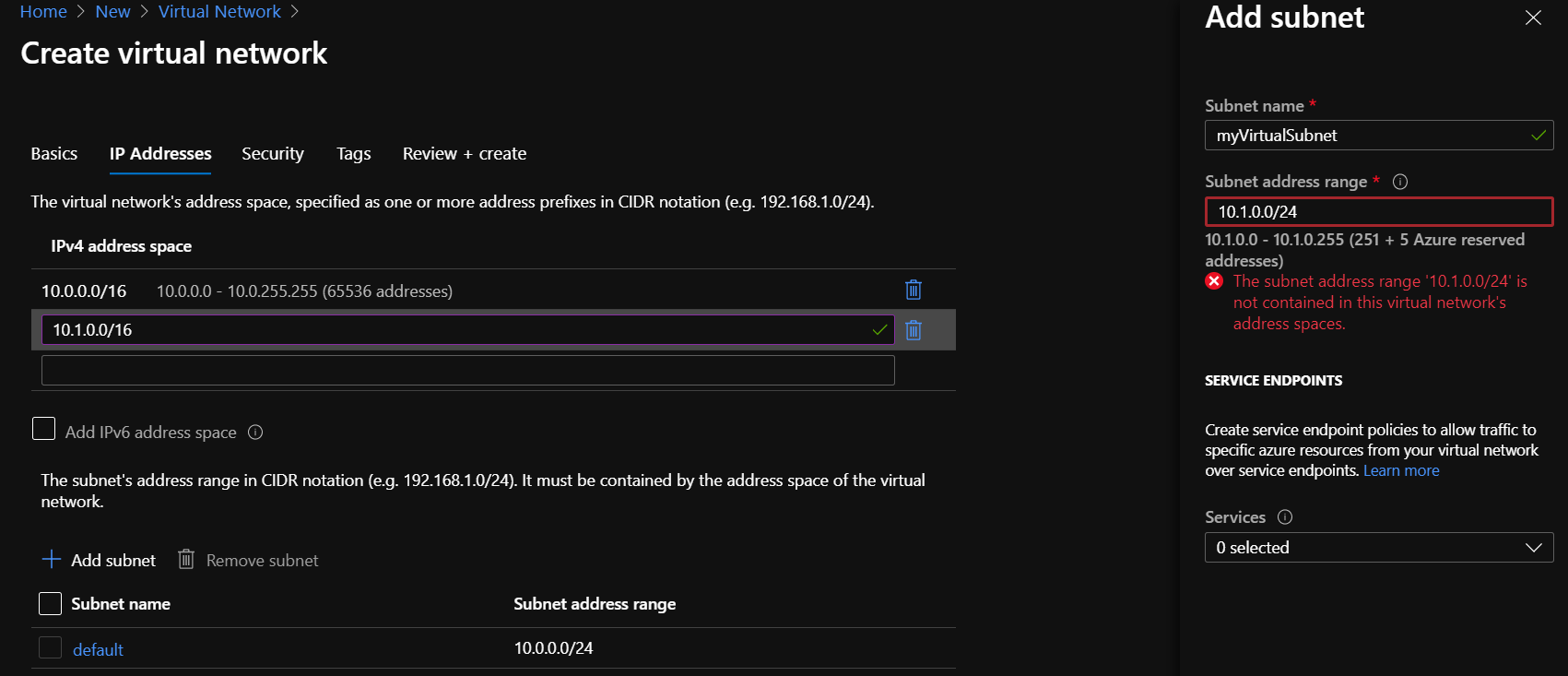 Cannot Create Subnet Address Range Of 10 1 0 0 24 · Issue 60581 · Microsoftdocs Azure Docs · Github