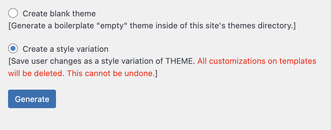 Creating style variations clears all customizations · Issue #180 · WordPress/create-block-theme ...