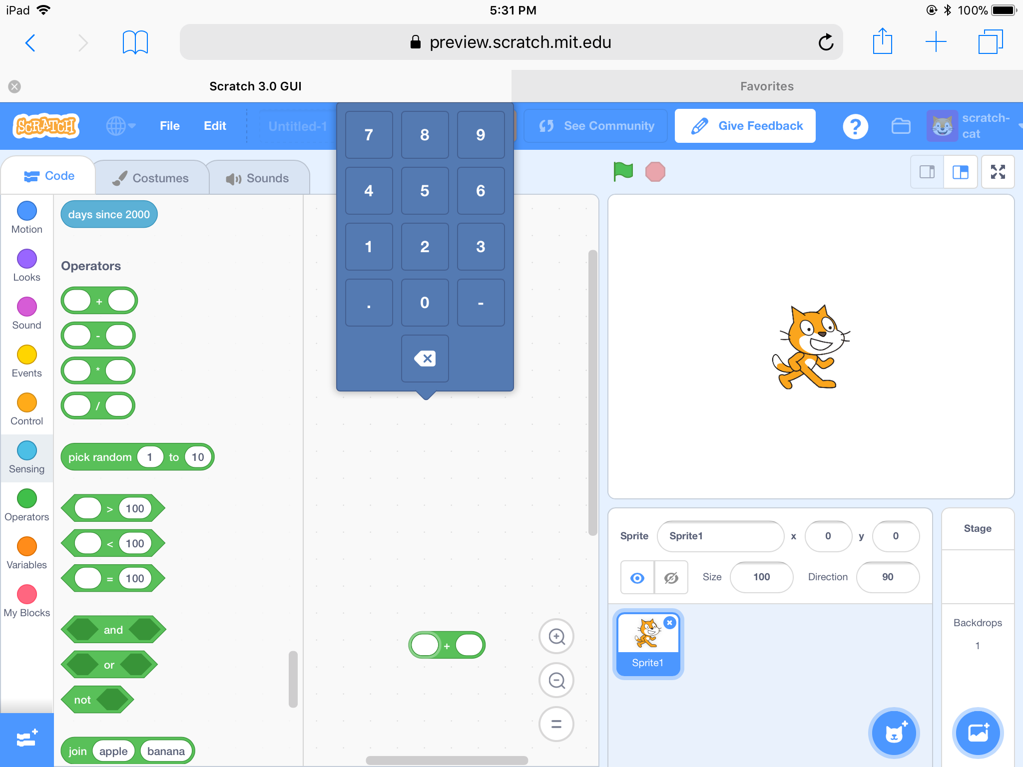 Numpad for number fields shows up in the wrong place · Issue #1506 · scratchfoundation/scratch ...
