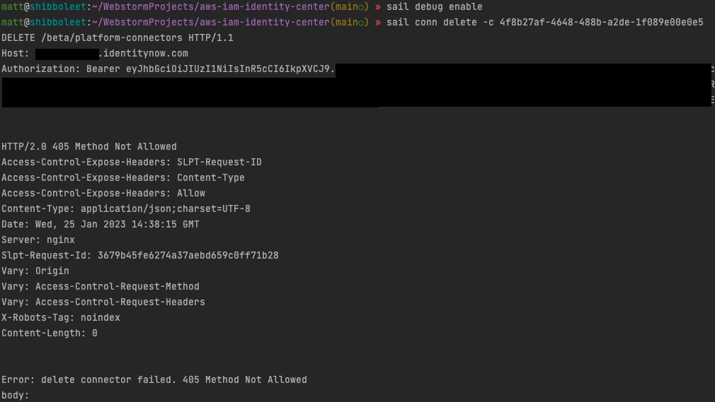 [Bug] HTTP DELETE Method disallowed · Issue #29 · sailpoint-oss/sailpoint-cli · GitHub