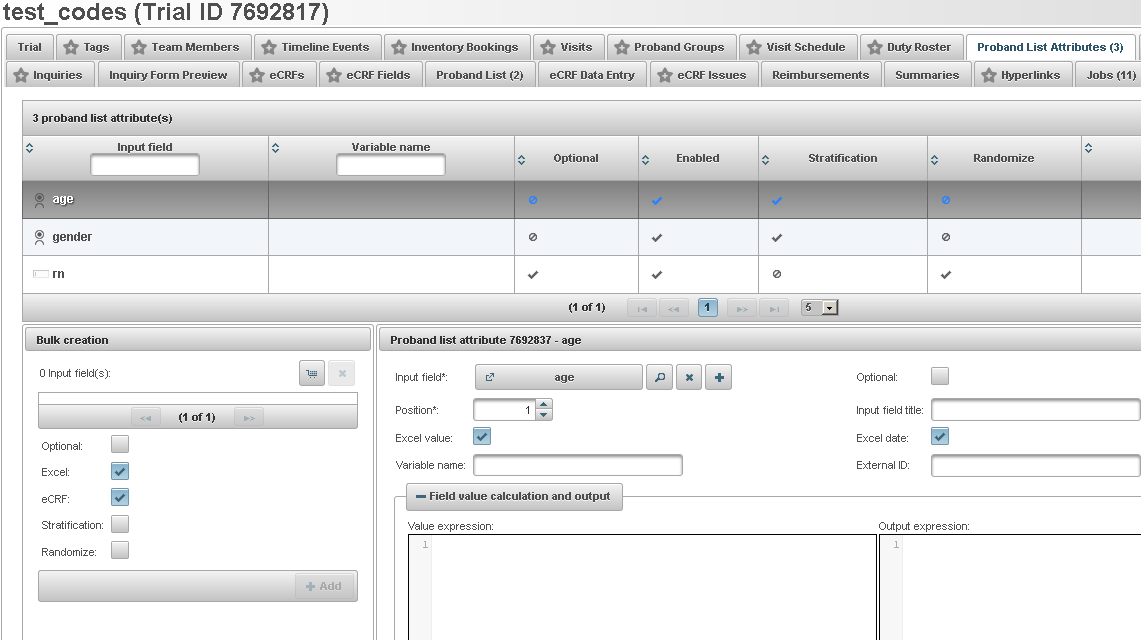 randomization list upload, blinded randomization details and "code ...