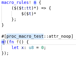 Attribute macros on macro invocations confuse reference highlighting and goto definition · Issue ...