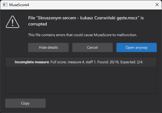 Mu4 corrupts a Mu1 score · Issue #16672 · musescore/MuseScore · GitHub