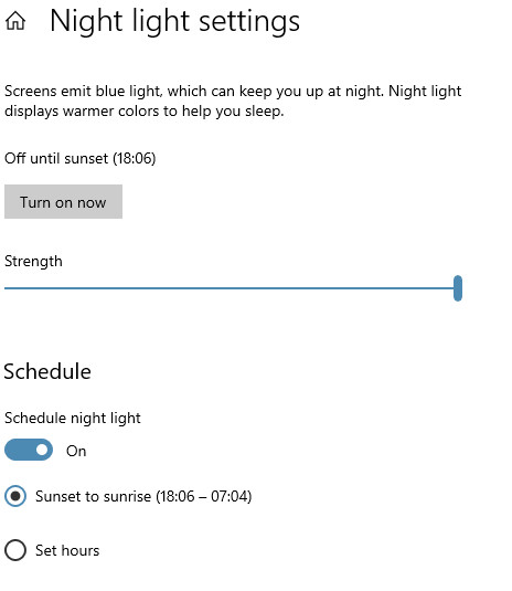 Offset settings don't work in the "Follow Windows night light" option. · Issue #563 ...