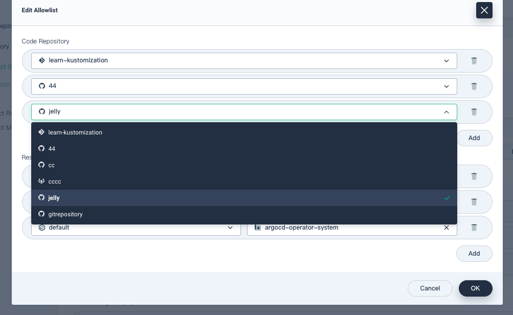 feat: Relate code repo with cd and allowlist (!3067) · 合并请求 · kubesphere / console · 极狐GitLab