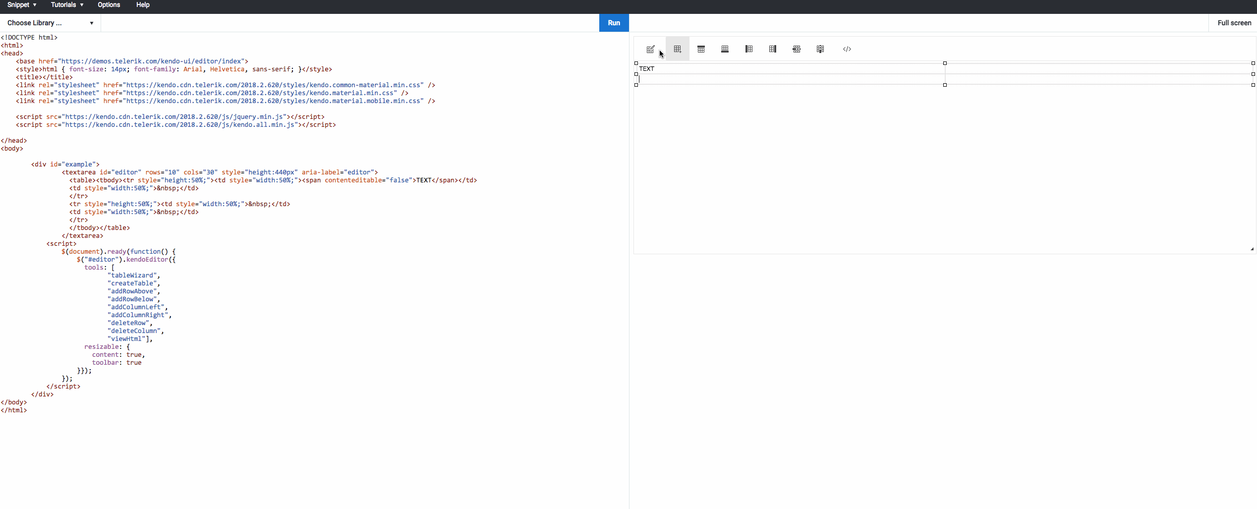 TableWizard shows the wrong values for rows and columns when the cursor is within a ...
