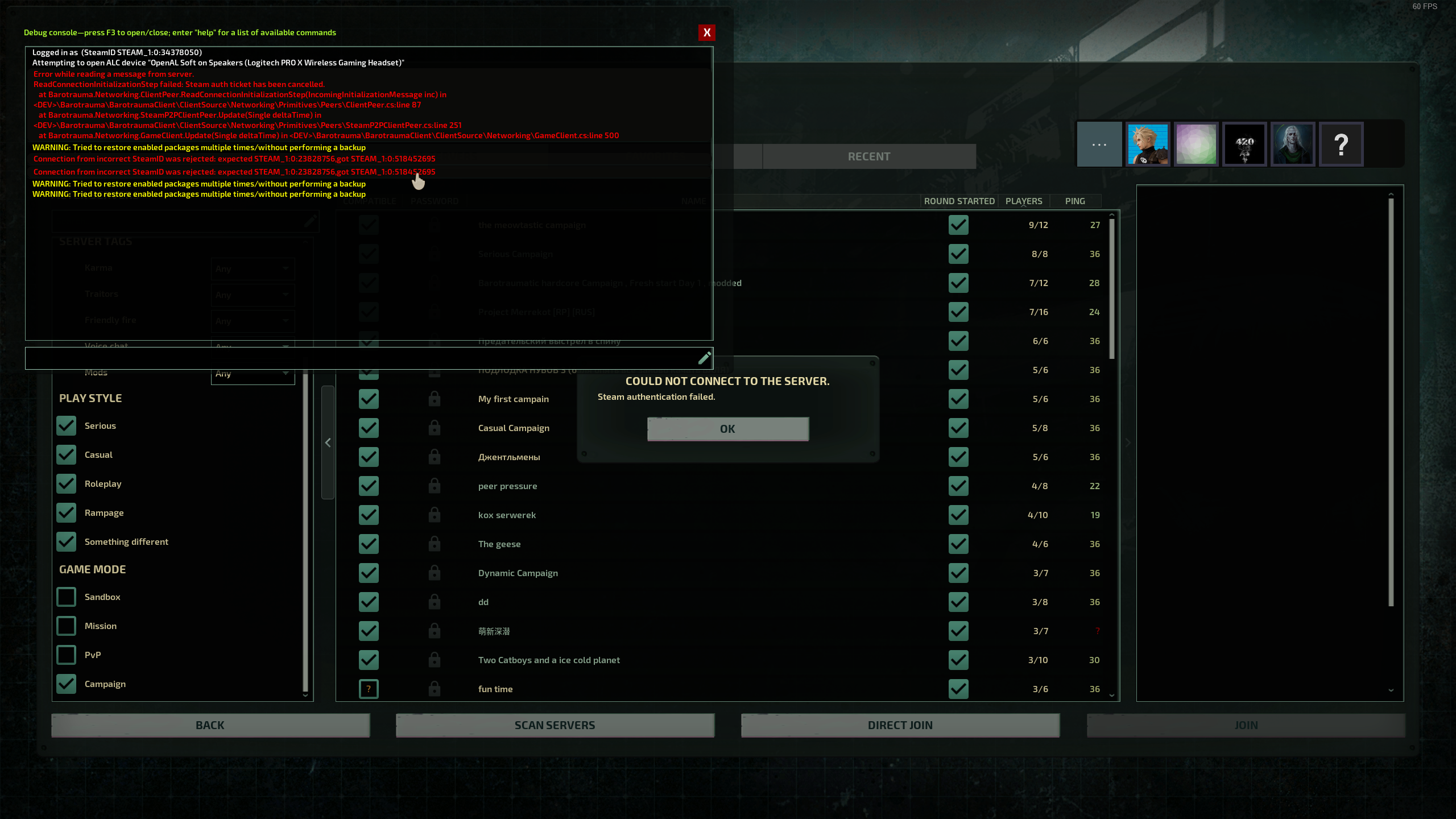 Steam P2P connection could not be established, Connection from ...