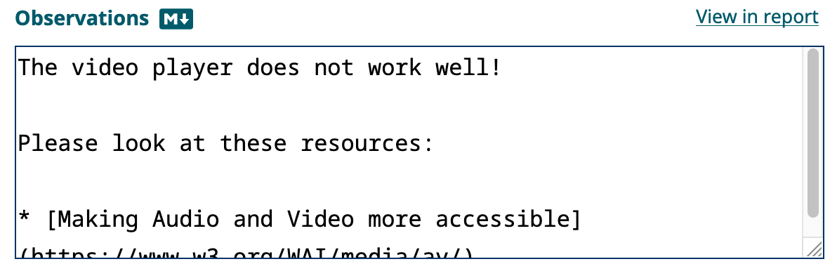 Move explanation of Markdown syntax to overview page · Issue #89 · w3c/wai-atag-report-tool · GitHub