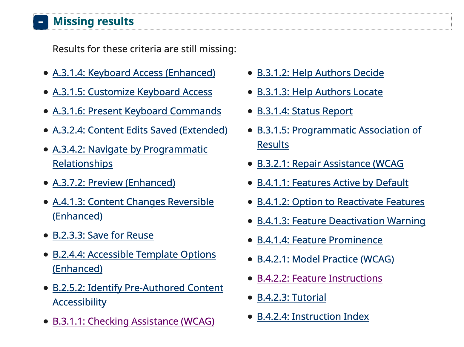 Report - Results - Overview missing Result Options · Issue #132 · w3c/wai-atag-report-tool · GitHub