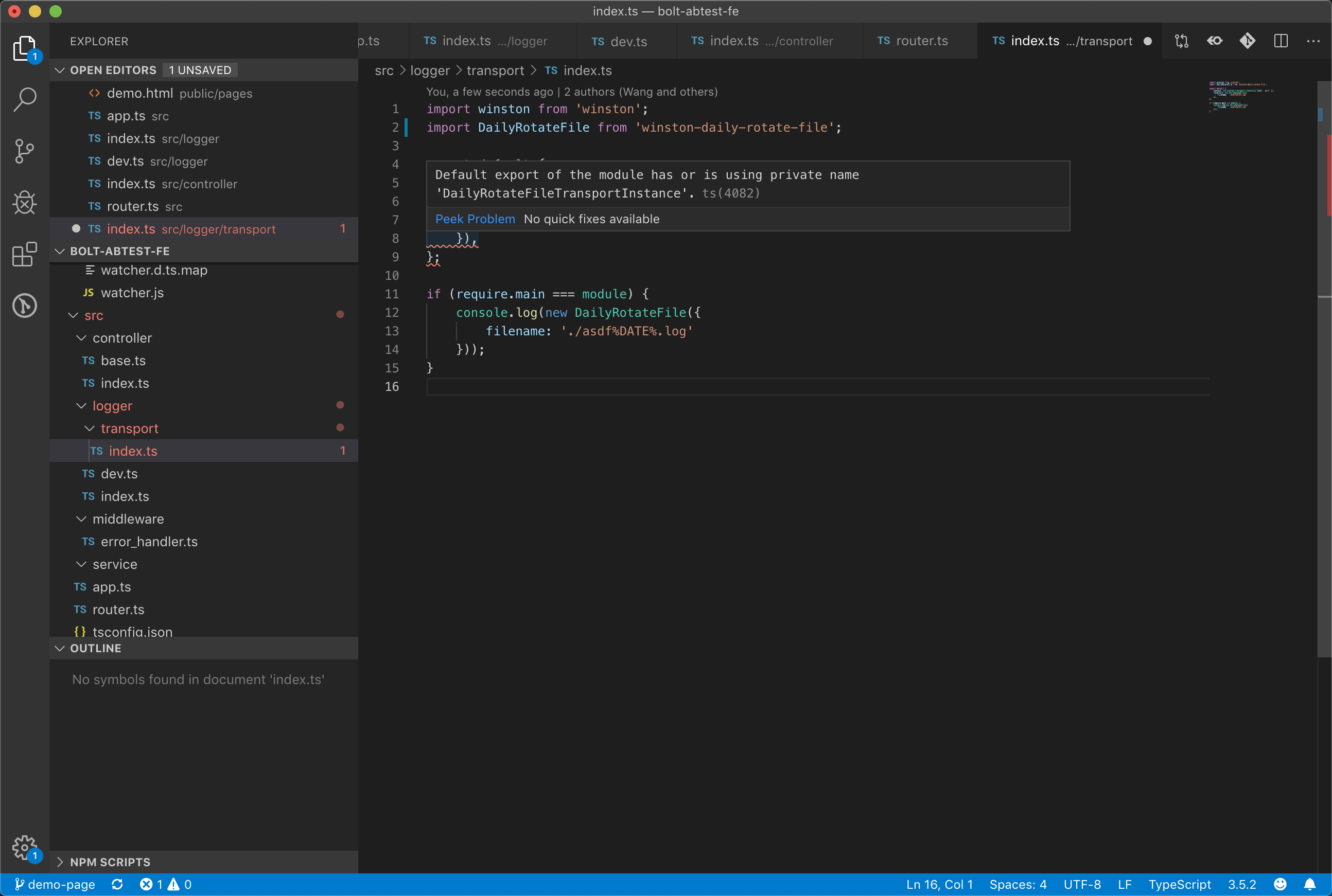 this type declaration is still flawed · Issue #237 · winstonjs/winston-daily-rotate-file · GitHub
