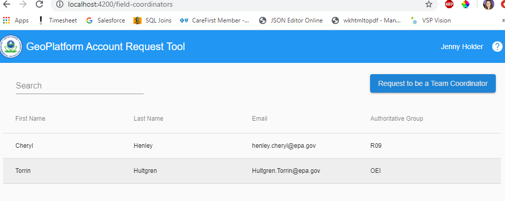 Field Team Coordinators Page · Issue #10 · USEPA/GeoPlatform-Request-Tool · GitHub