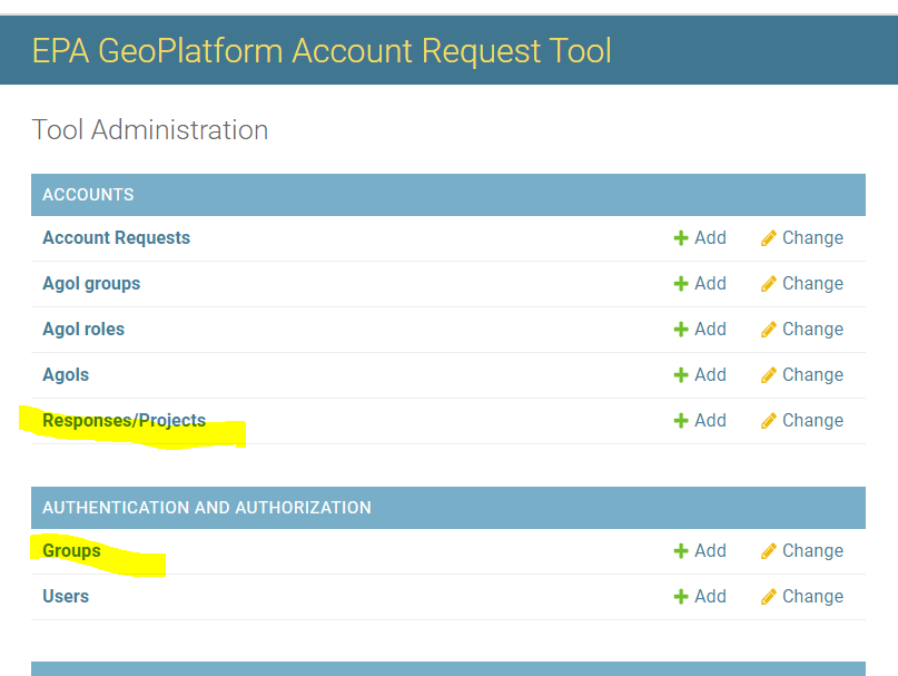 Admin Responses/Projects vs. Groups · Issue #47 · USEPA/GeoPlatform-Request-Tool · GitHub