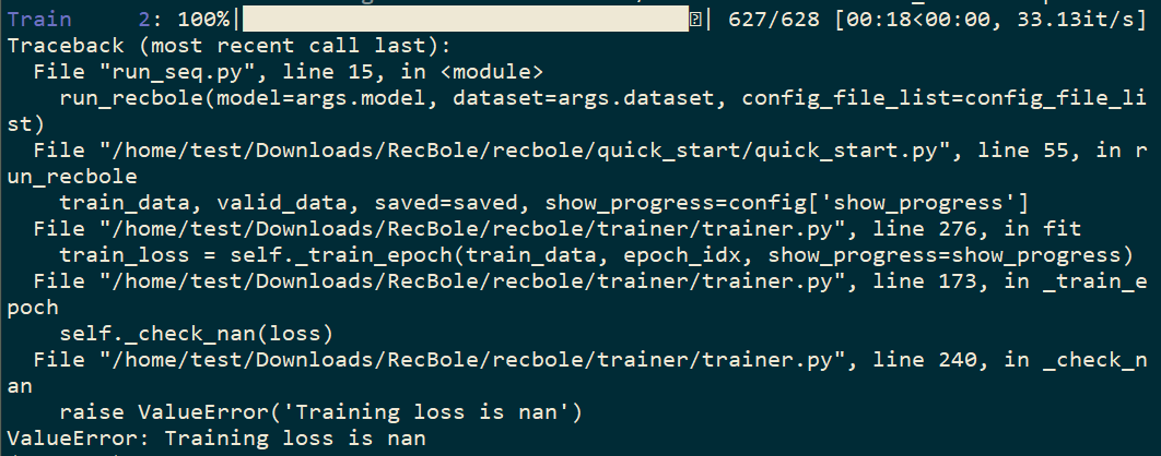 [🐛BUG] BERT4Rec Couldn't Run with Loss NAN. · Issue #882 · RUCAIBox/RecBole · GitHub