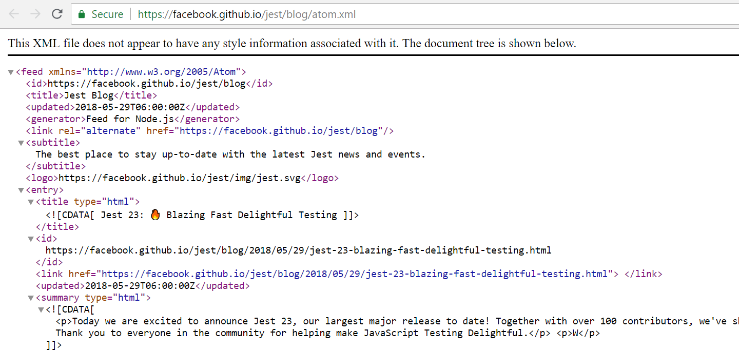 Wrong feed URLs on the public web · Issue #6418 · jestjs/jest · GitHub