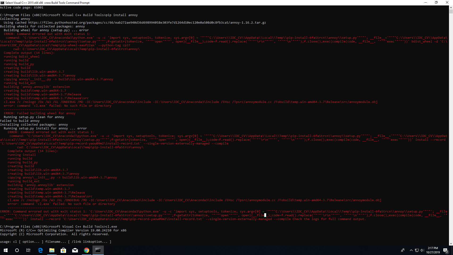 When installing on windows 10 it throws this cl.exe error. What can I do? · Issue #437 · spotify ...