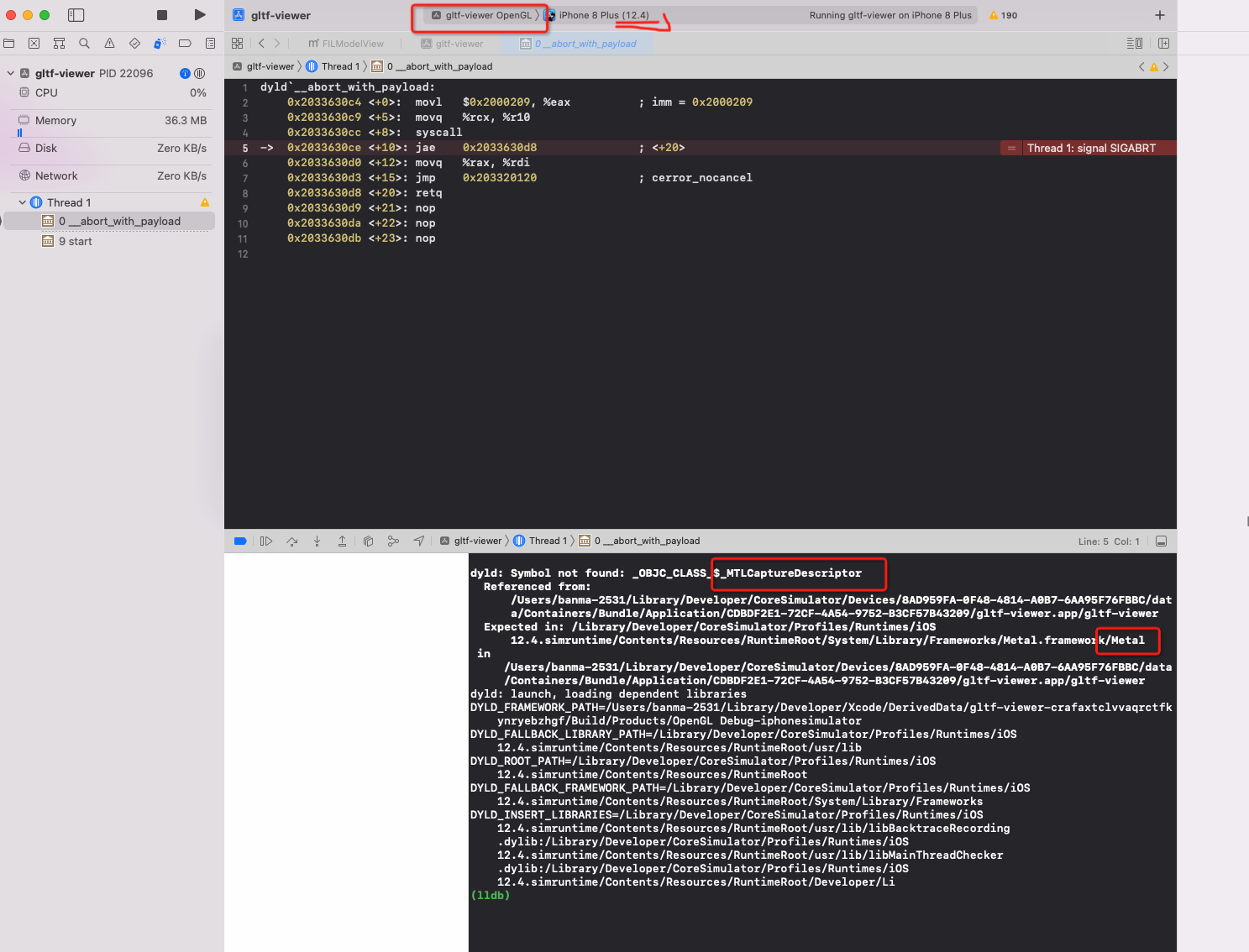 iOS 报错dyld: Symbol not found: _OBJC_CLASS_$_MTLCaptureDescriptor · google filament · Discussion ...