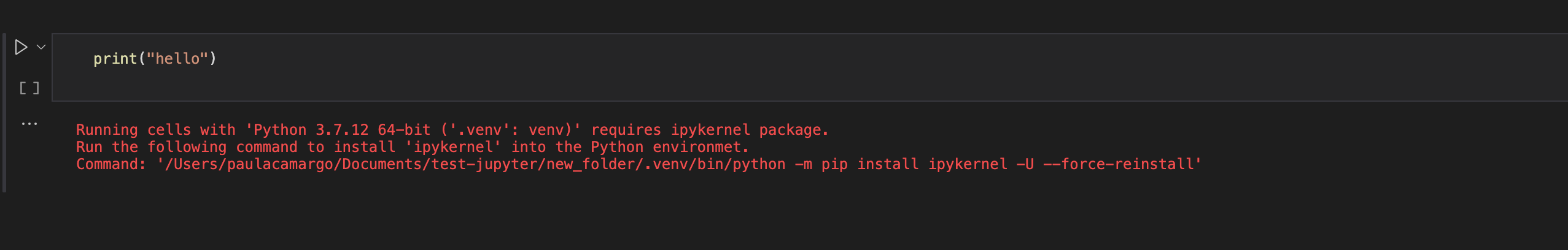 Display error message with instructions to install ipykernel in cell output · Issue #8358 ...