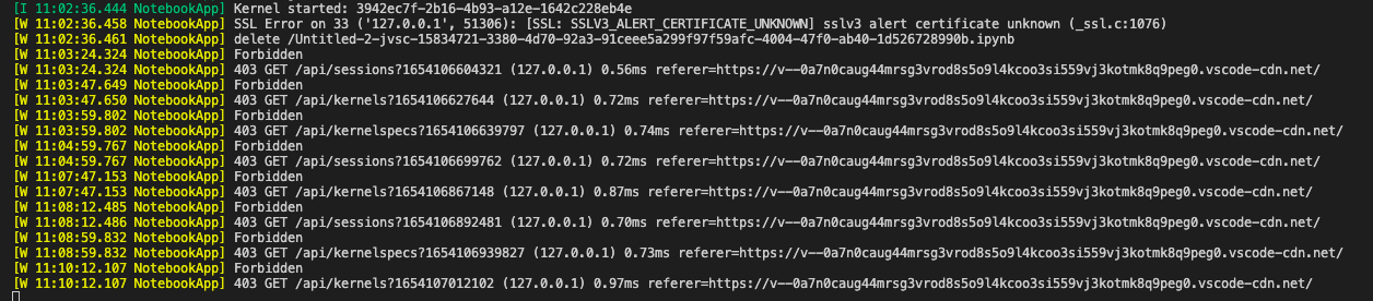 Forbidden Error When Using A New Ipybn File Created In Vscode Web · Issue 10250 · Microsoft 9011