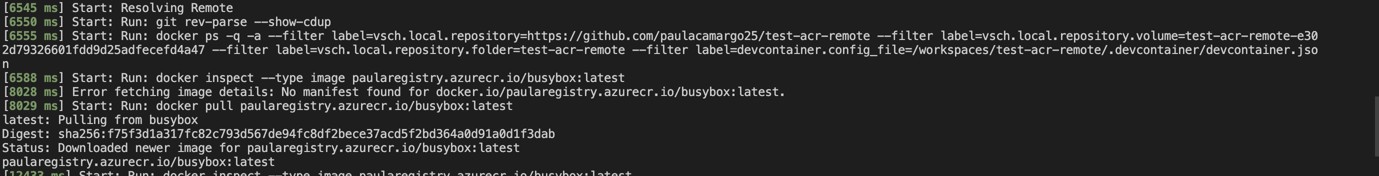 Error Clone in Volume with private image · Issue #7917 · microsoft/vscode-remote-release · GitHub